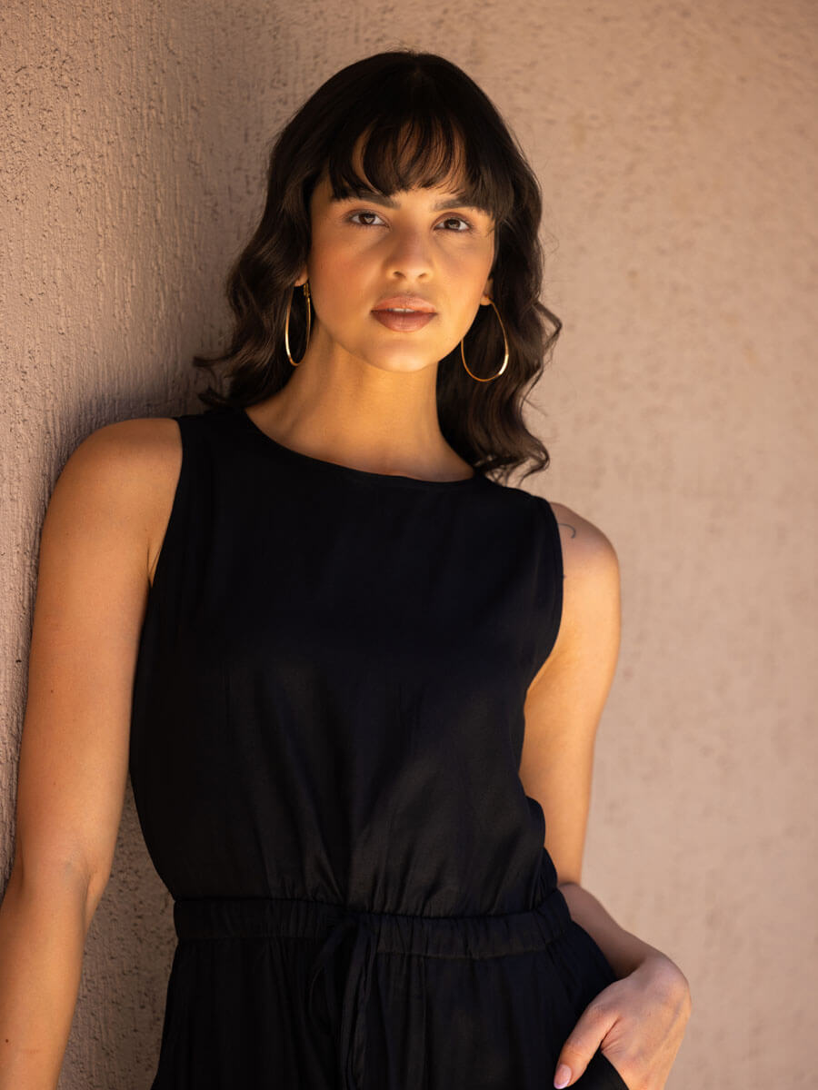 Black Flared Dress For Womens – Pinklay