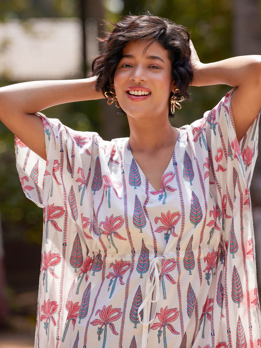 Sicily Hand Block Printed Cotton Kaftan | Pinklay